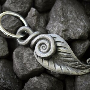 Forged Leaf Keychain With a Spiral / Blacksmith Hand Made Keyring - Etsy