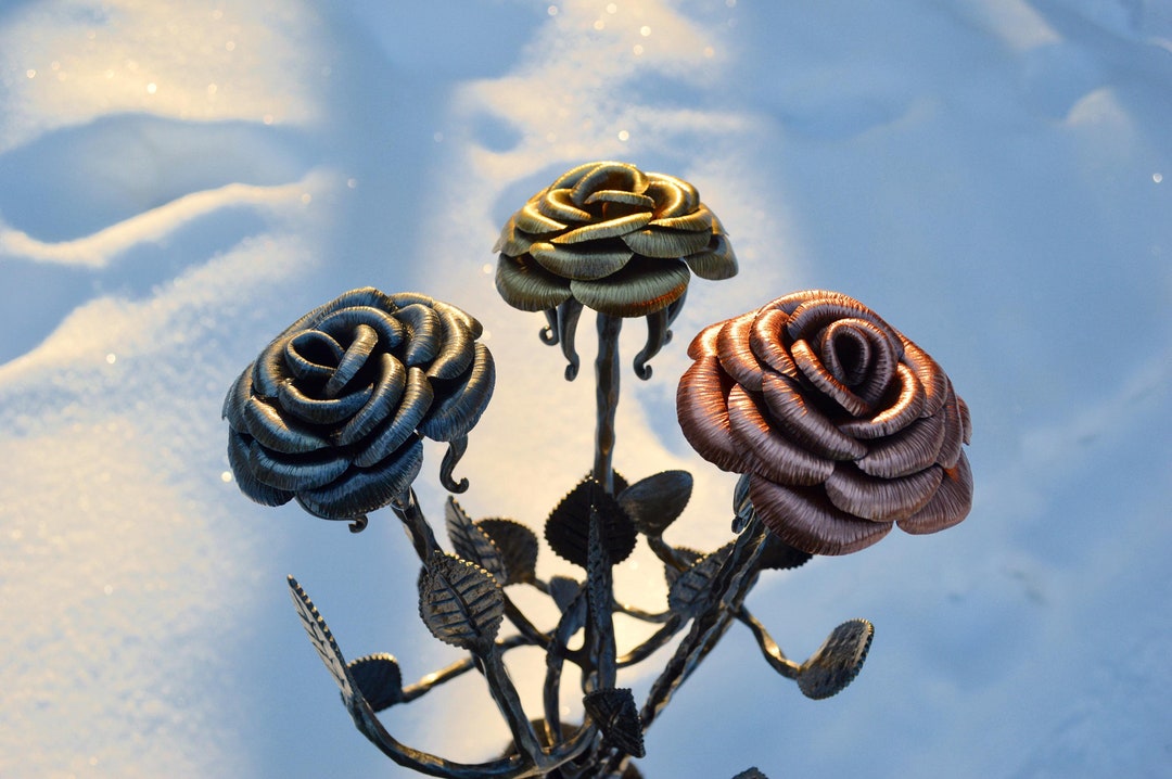 Hand Forged Metal Rose, Blacksmith Made Anniversary Gift - Etsy