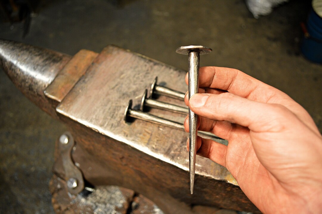 Hand Forged Nails 12.5x3 Cm (5 X 1 3/16"), Custom Finish / Blacksmith ...