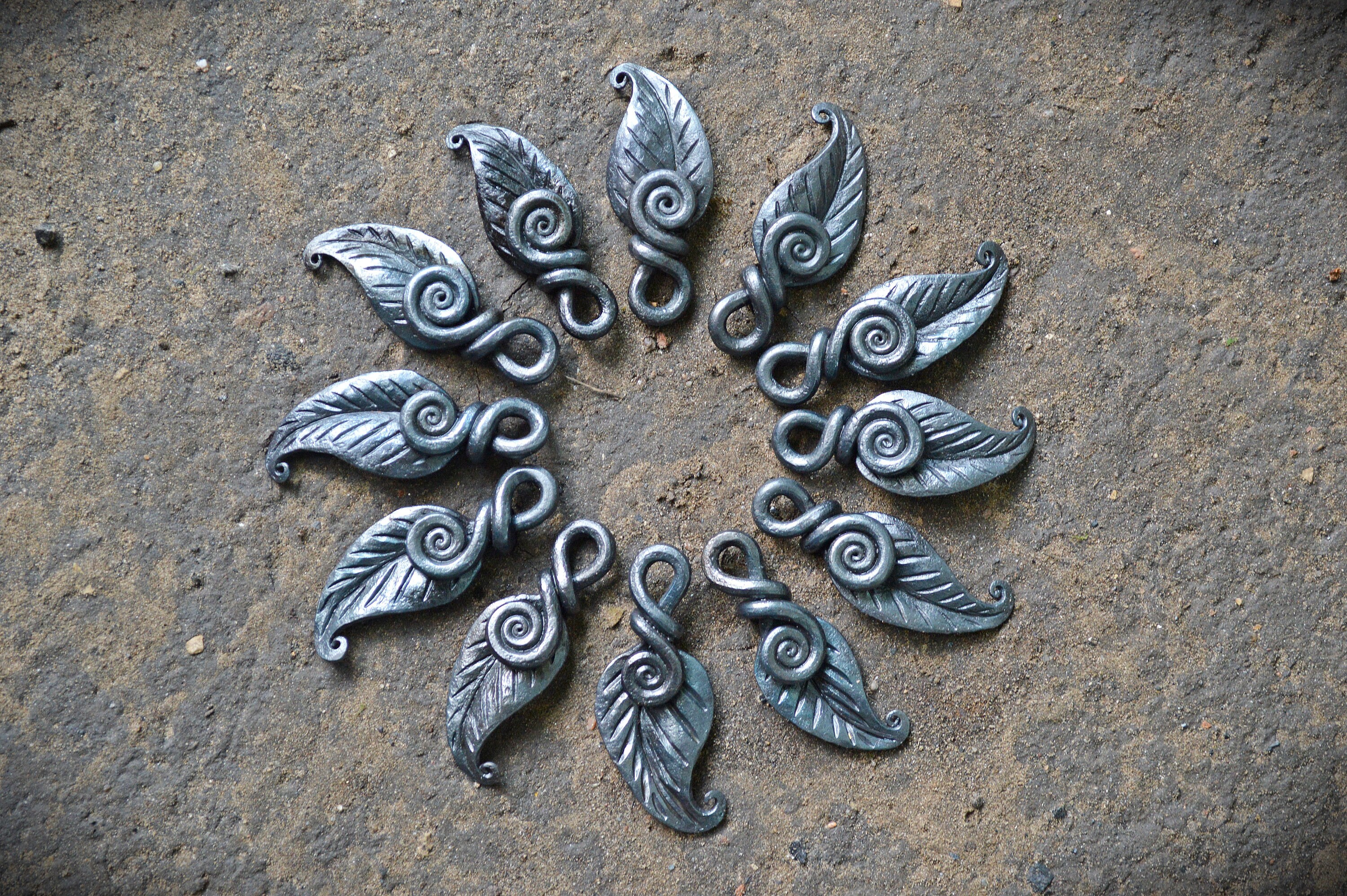 Forged Leaf Keychain With a Spiral / Blacksmith Hand Made Keyring - Etsy