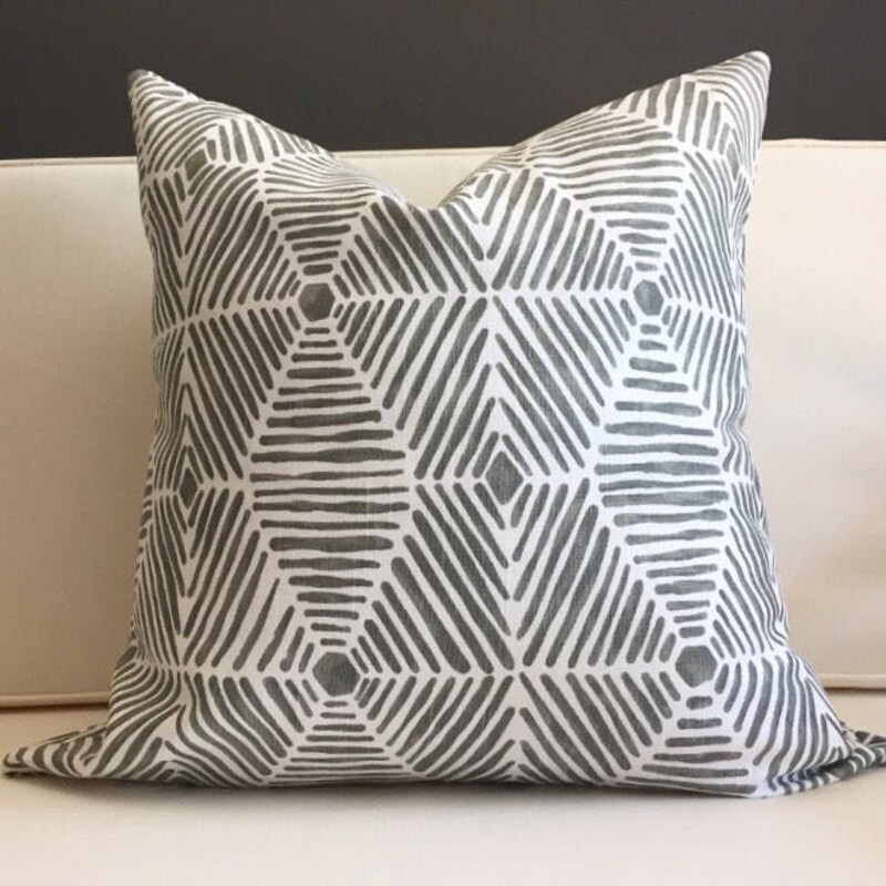 White Grey Pillow - Etsy