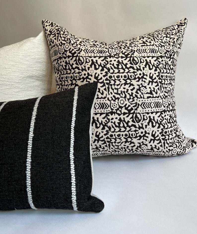 Long Lumbar Black Striped Lumbar Pillow BIRCH 14x36 Lumbar - Etsy