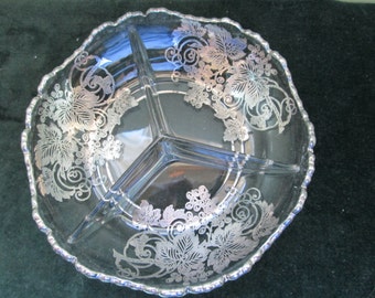 Silver overlay dish | Etsy