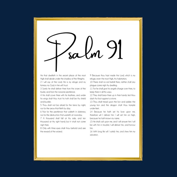 Psalm 91 Printable Wall Art Bible Verse Wall Art | Etsy
