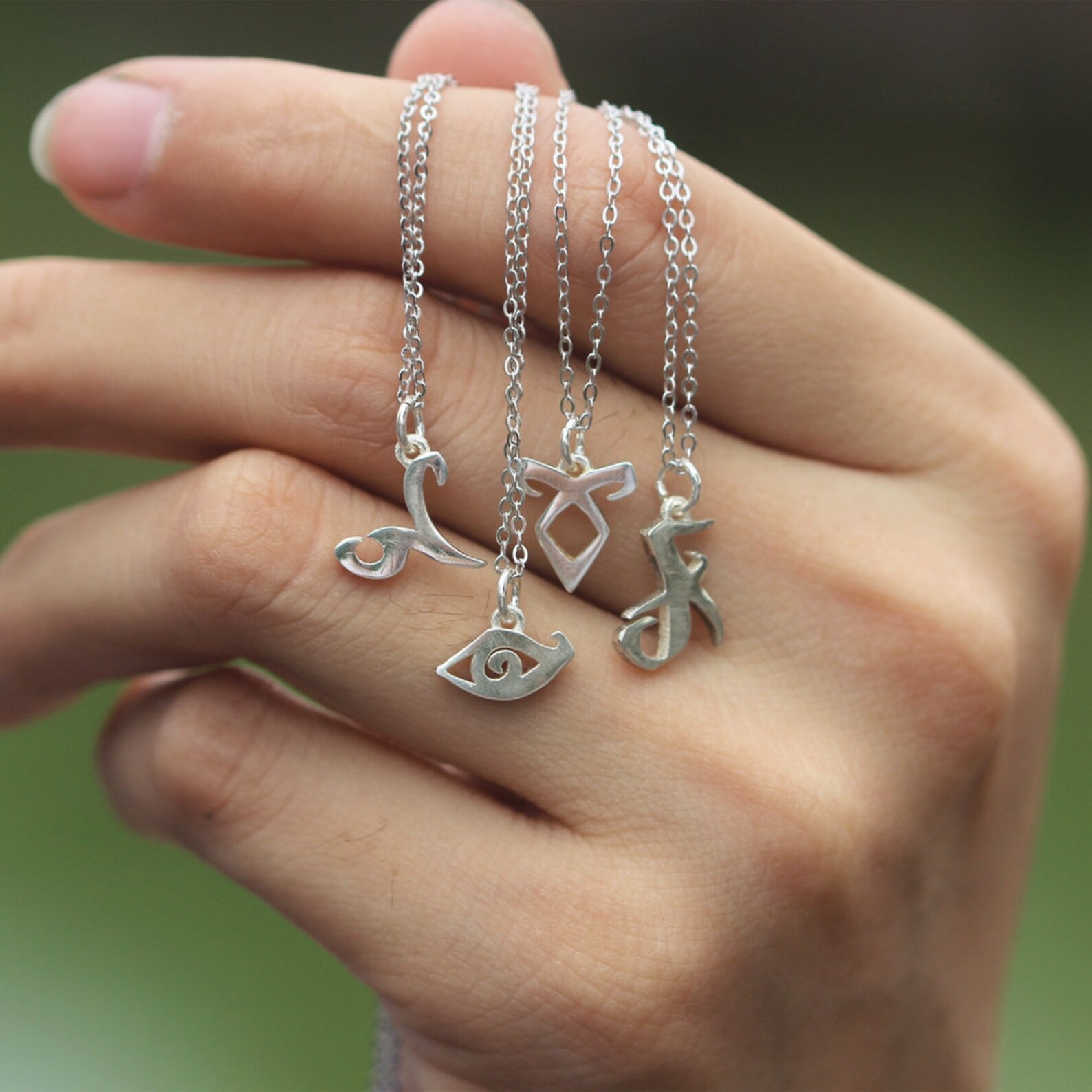 Set of 4 925 Sterling Silver Power Runes Necklaceparabatai - Etsy Hong Kong