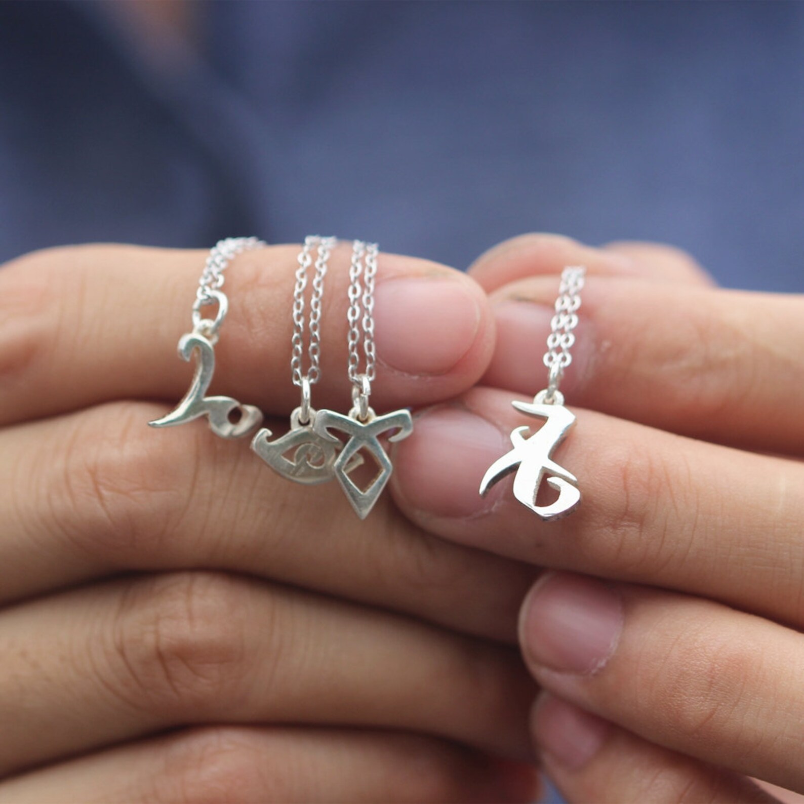 Set of 4 925 Sterling Silver Power Runes Necklaceparabatai - Etsy Hong Kong