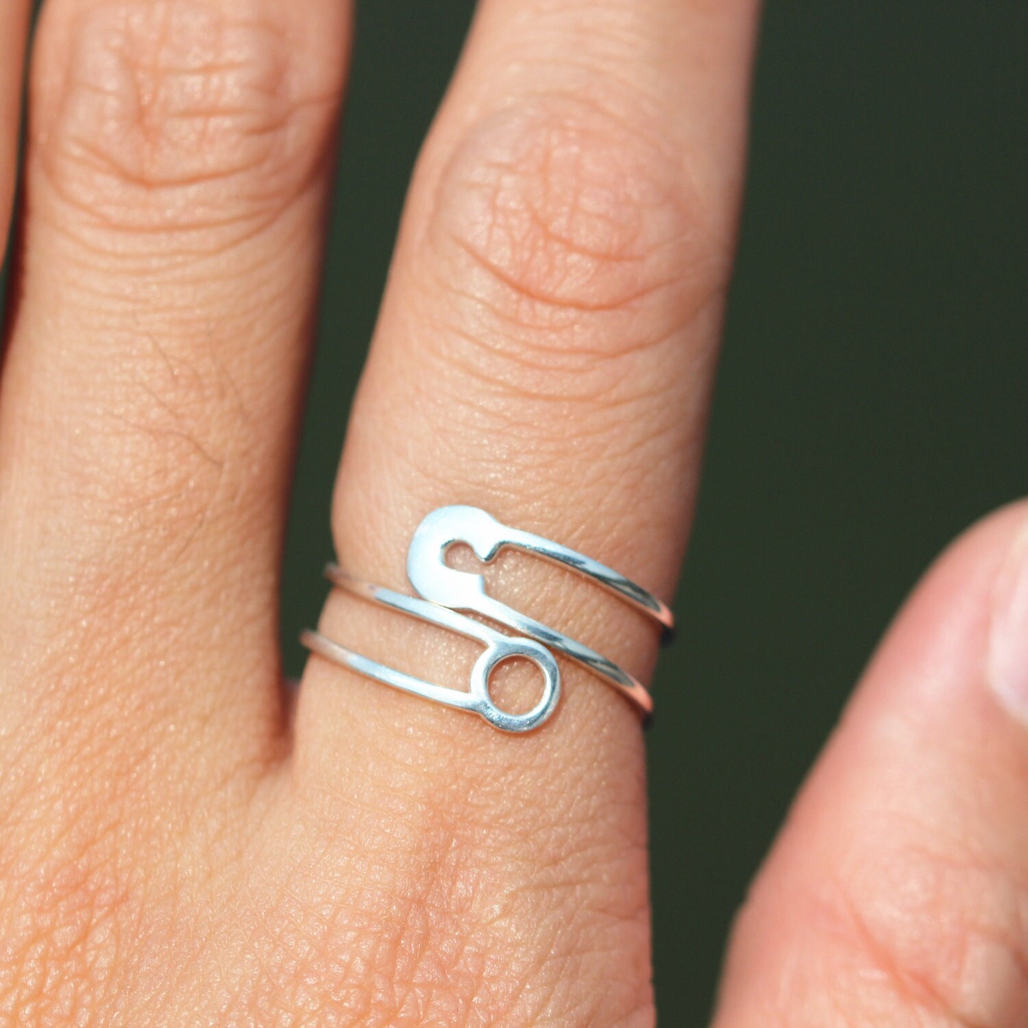 Safety Pin Ringsterling Silver Pin Ringpin Warp Ringstick - Etsy