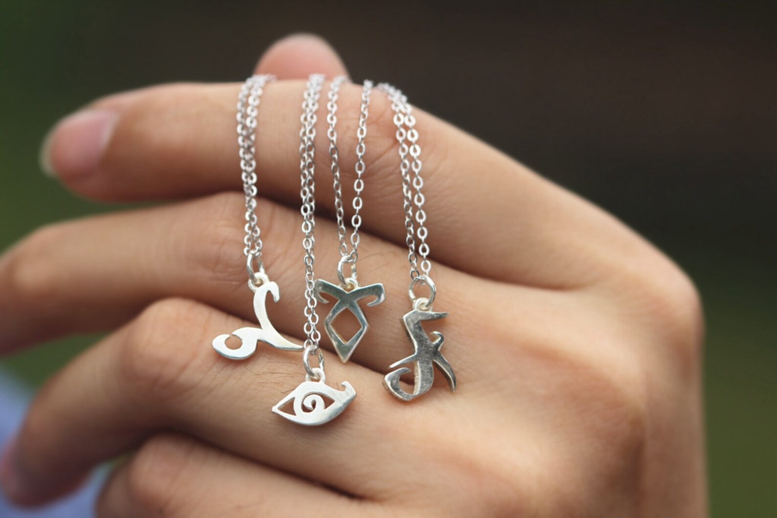 Set of 4 925 Sterling Silver Power Runes Necklaceparabatai - Etsy Hong Kong