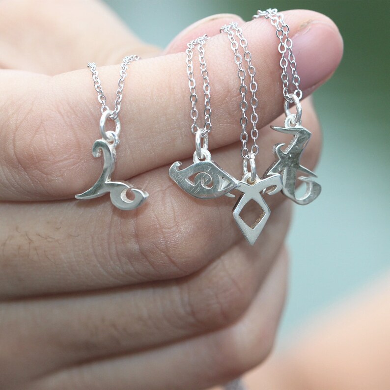 Set of 4 925 Sterling Silver Power Runes Necklaceparabatai - Etsy Hong Kong