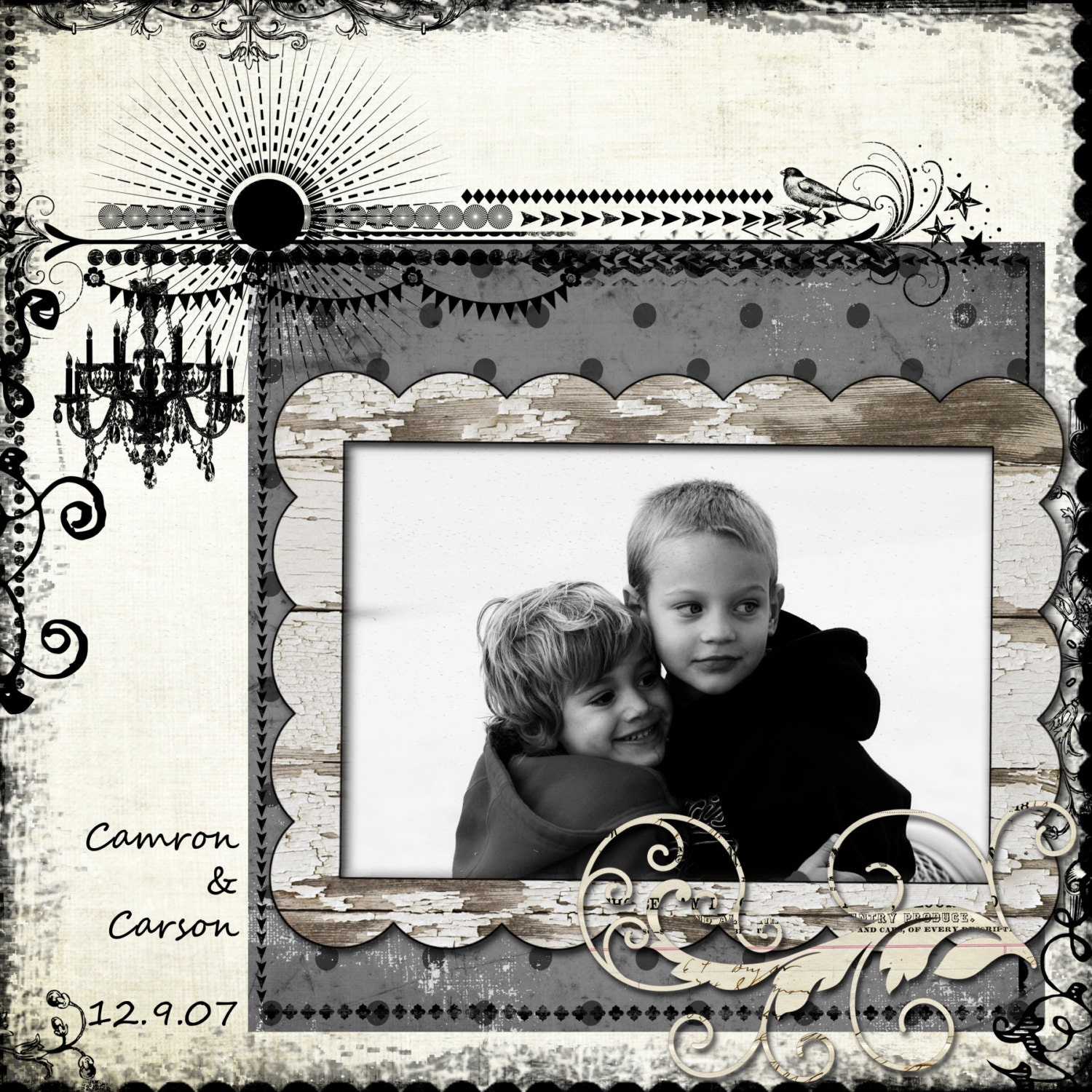 Digital Scrapbook Quick Page Layout Digital Wood Frame Clipart - Etsy