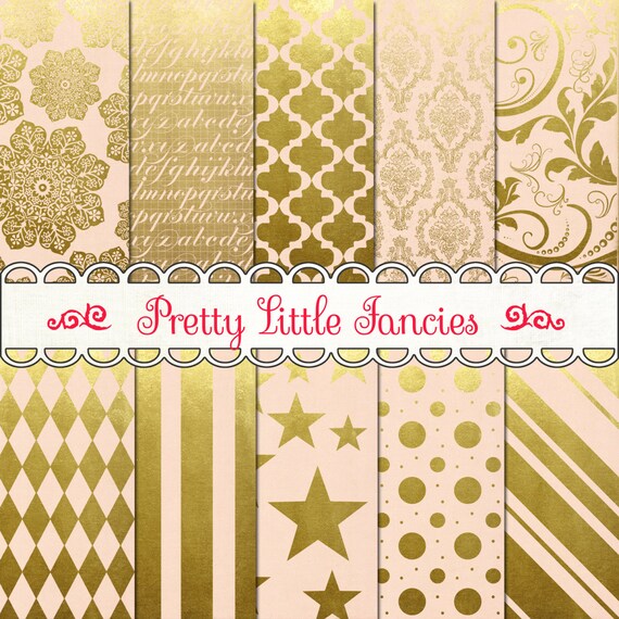 Digital Gold Foil and Blush Backgrounds 12x12 Scrapbook Paper - Etsy