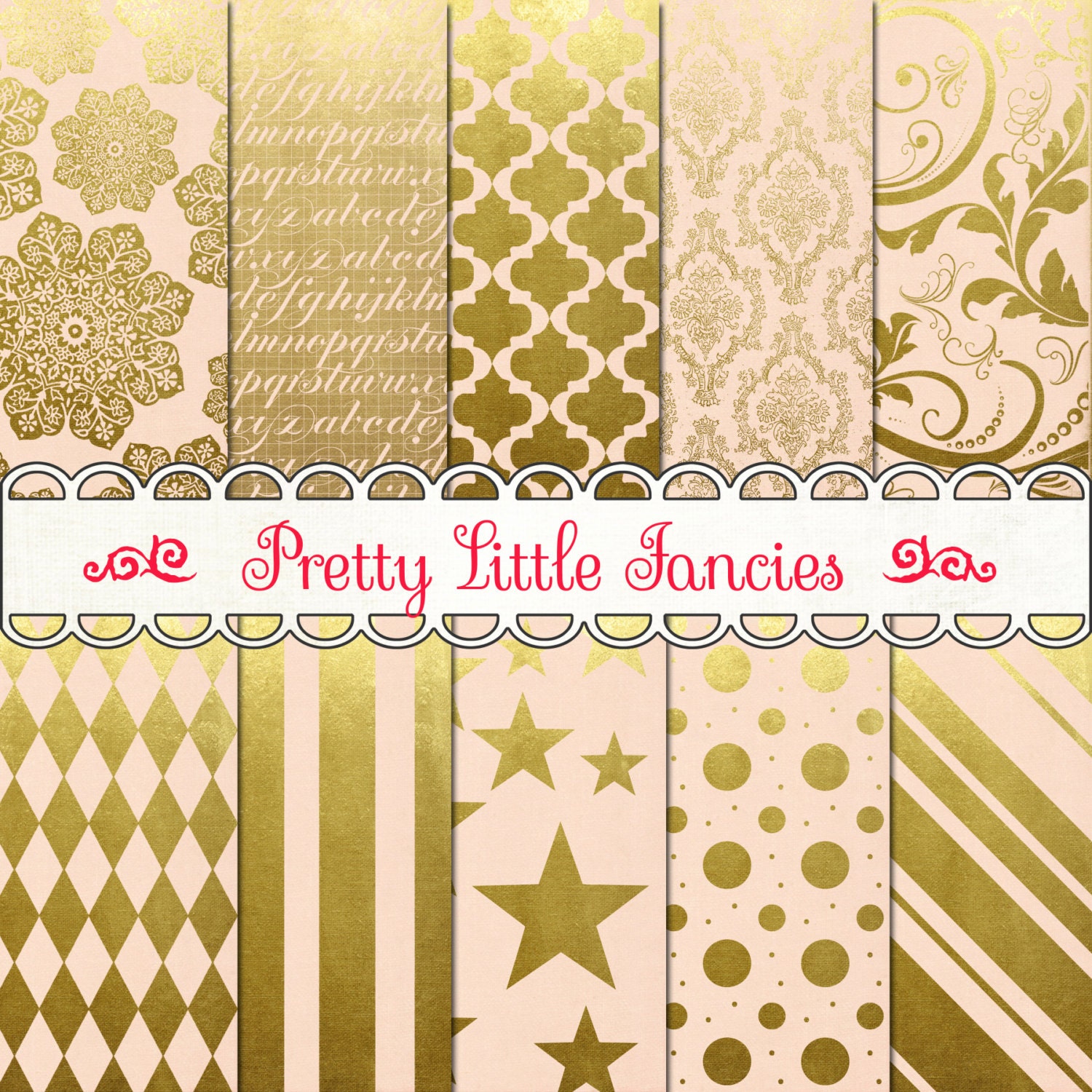 Digital Gold Foil and Blush Backgrounds 12x12 Scrapbook Paper | Etsy