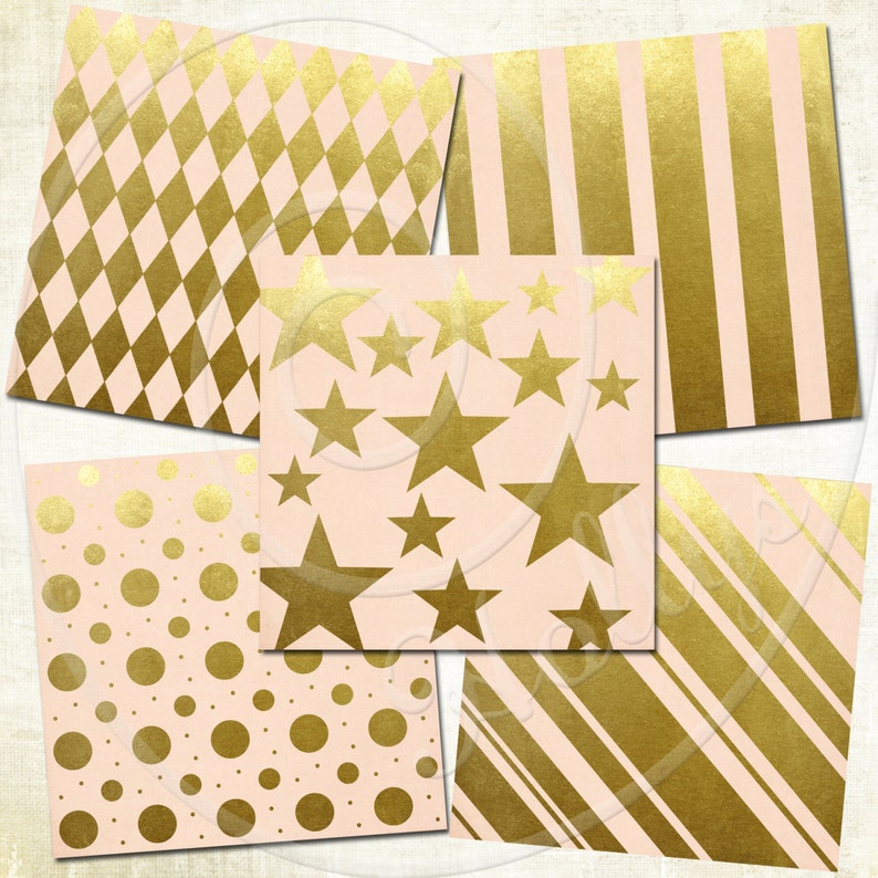 Digital Gold Foil and Blush Backgrounds 12x12 Scrapbook Paper - Etsy