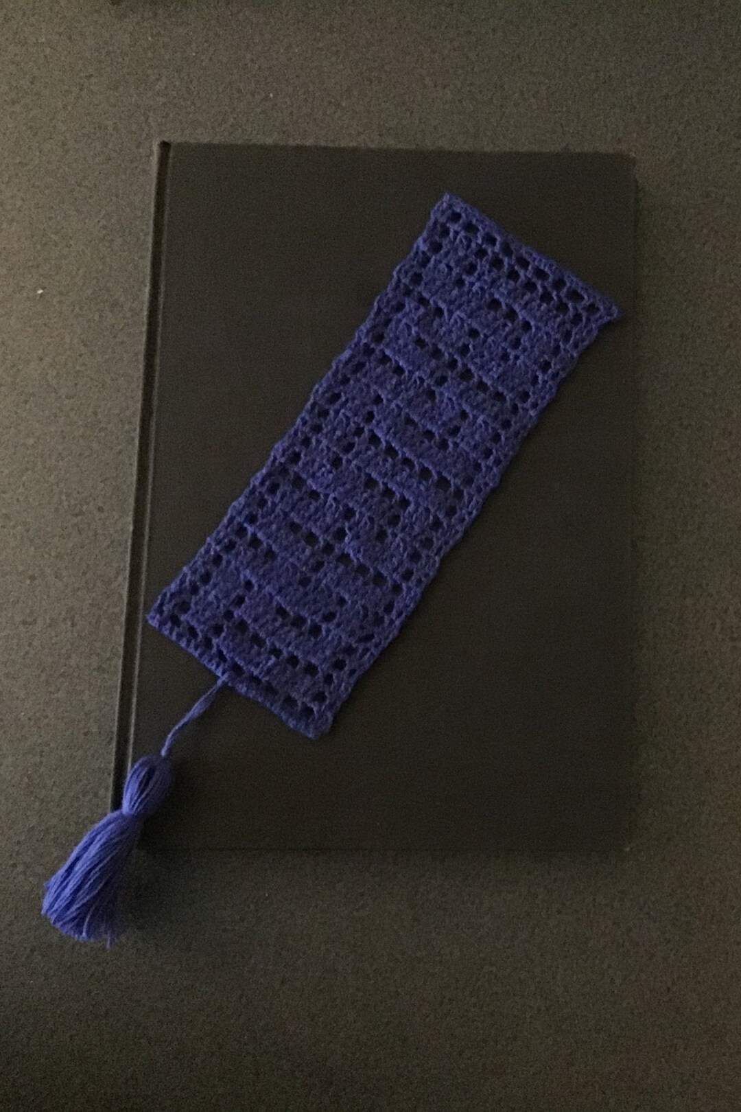 In Filet Crochet Blue Bookmark With a Fantasie Pattern. - Etsy UK
