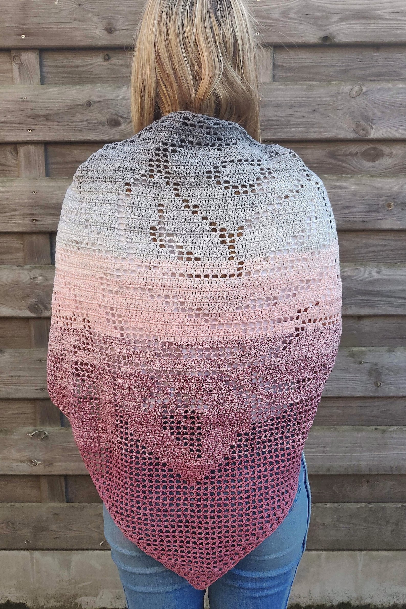Filet Crochet Shawl in Beautiful and Soft Colors With a Rose - Etsy