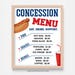Concession Menu Poster | Refreshment Stand Price List | Printable ...
