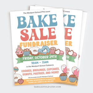 Bake Sale Flyer and Poster Template, Editable School Bake Sale ...