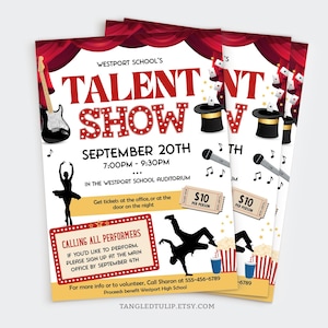 Talent Show Fundraiser Flyer and Poster Template, Editable High School ...