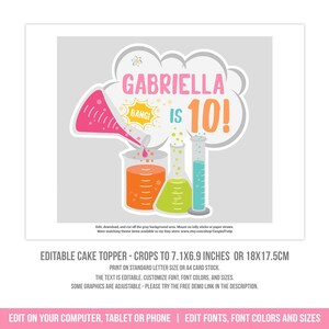 Editable Science Birthday Cake Topper, Printable Girl Science Cake ...