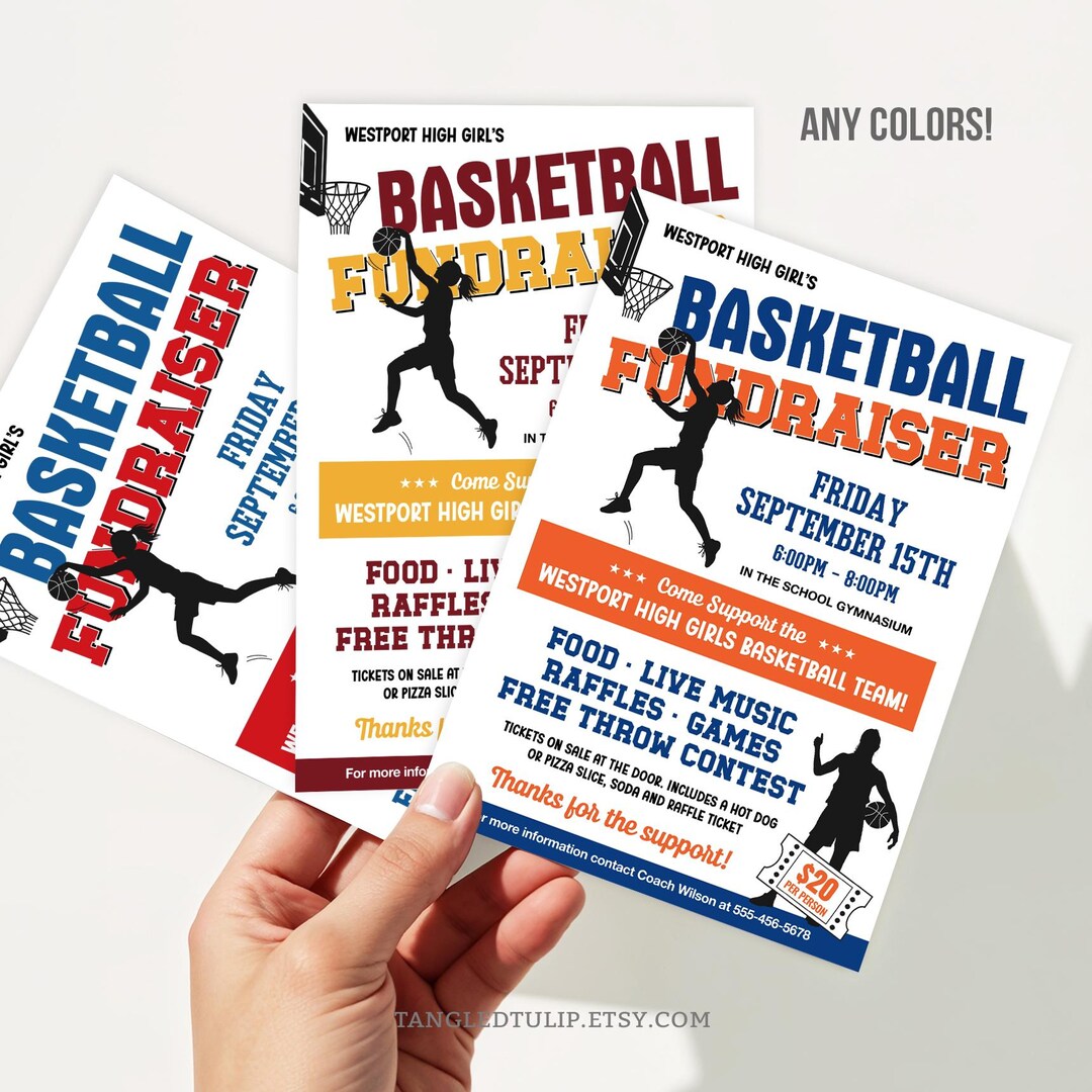 Girls Basketball Fundraiser Template, Editable Womans Basketball ...