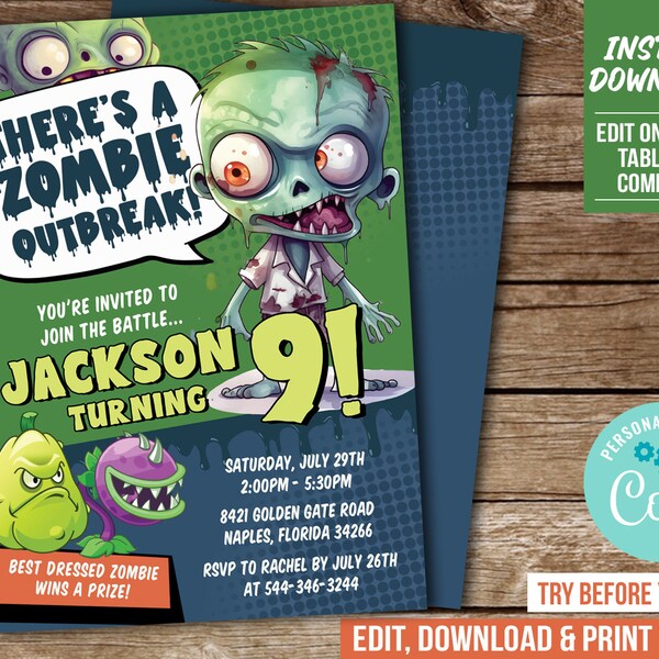 Zombie Outbreak Invitation - Etsy