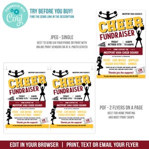 Editable Cheer Fundraiser Flyer and Poster Template, Cheerleading ...