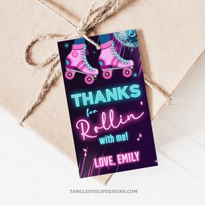 Roller Skating Party Tag Template, Girl Roller Skate Birthday Thank You ...