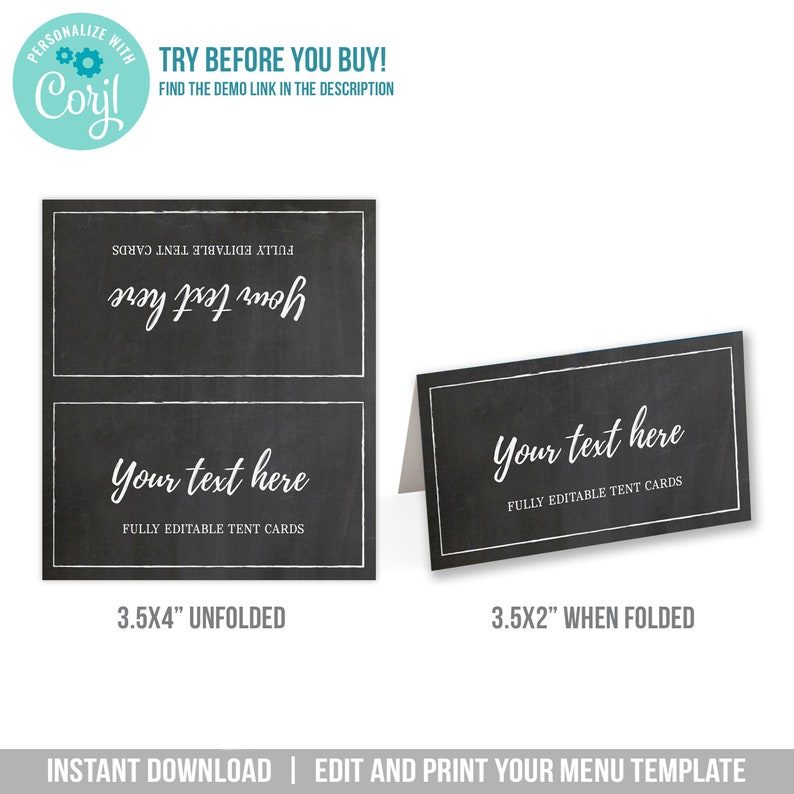 Food Label Tent Cards | Chalkboard Buffet Dish Name Cards Template ...