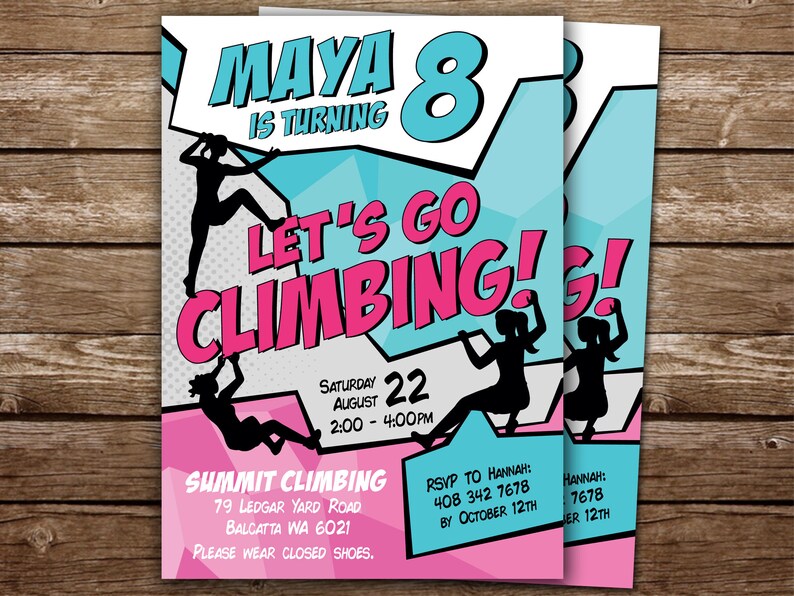 Rock Climbing Party Invitation for Girls Birthday PRINTABLE - Etsy