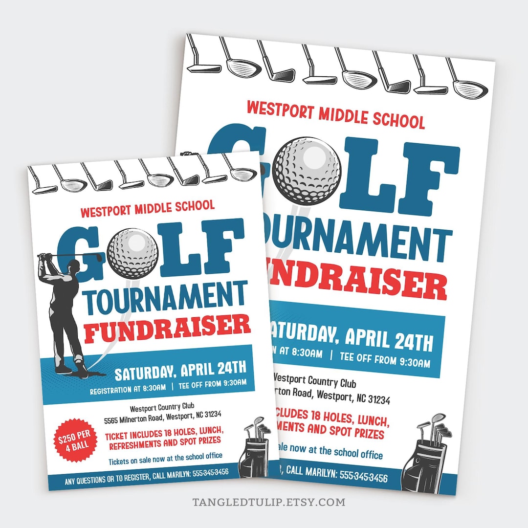 Golf Tournament Fundraiser Flyer, Editable Golf Tournament Template ...