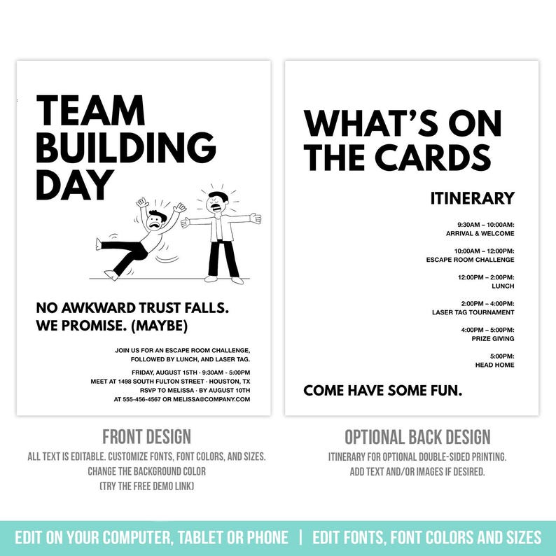 Company Team Building Invitation | Funny Company Team Building Day ...