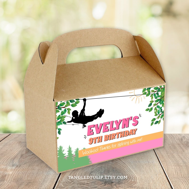 Ziplining Birthday Bundle | Girl Zipline Birthday Party Invite Tags ...
