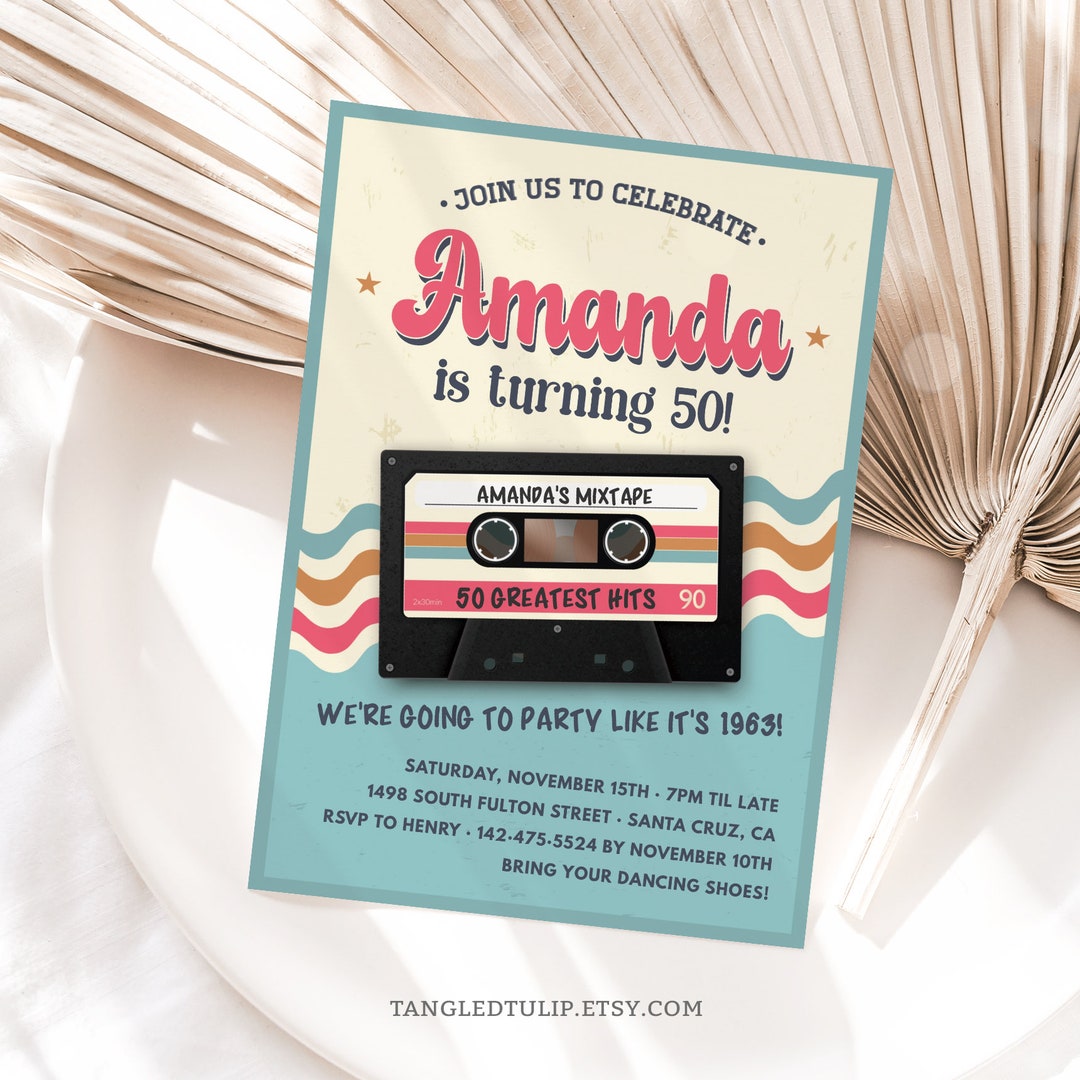 Editable Mixtape Birthday Invitation for Woman: Cassette Tape Party ...