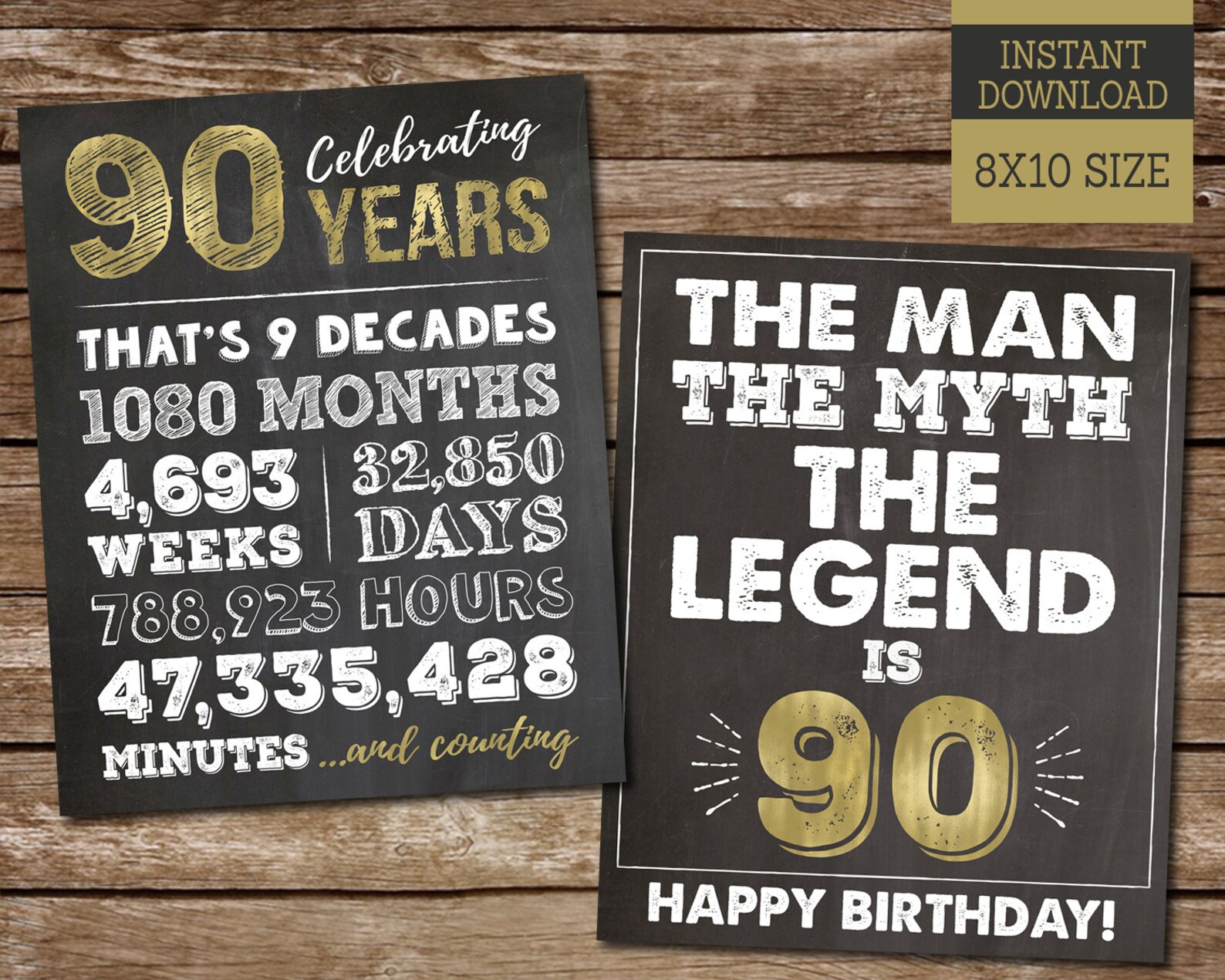 90th Birthday Signs for Men PRINTABLE Cheers to 90 Years | Etsy