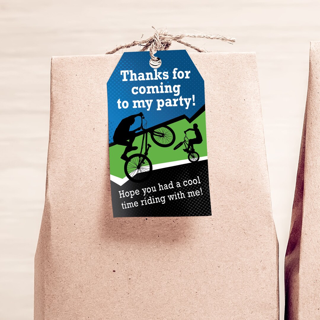 Bike Birthday Thank You Favor Tags | BMX Riding Party Favor Tags ...