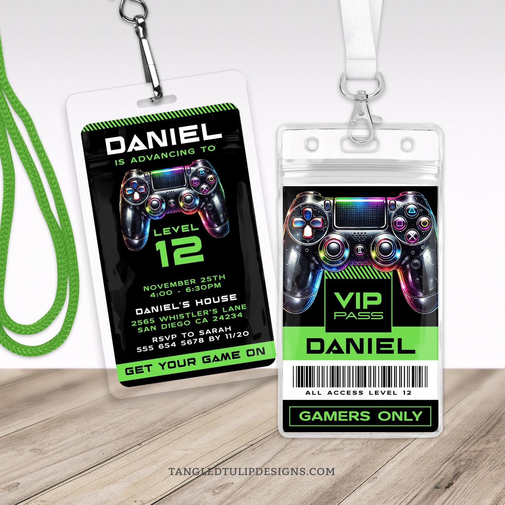 Gamer Birthday Invitation | Boy VIP Gamer Badge Birthday Party Invite ...