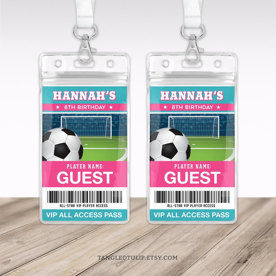 Soccer VIP Badge | Soccer Birthday Player Name Badge | Editable Lanyard ...