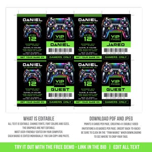 Gamer Birthday Invitation | Boy VIP Gamer Badge Birthday Party Invite ...