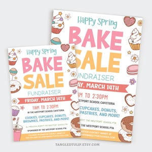 Bake Sale Flyer and Poster, Editable Spring Bake Sale Fundraiser ...