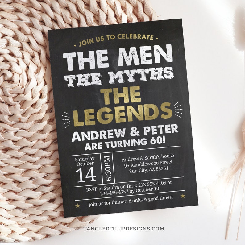 Joint Birthday Invitation for Men, Editable Legends Party Invite ...