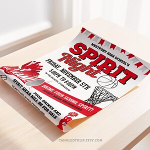 School Spirit Night Flyer, Editable Basketball Spirit Night Poster ...