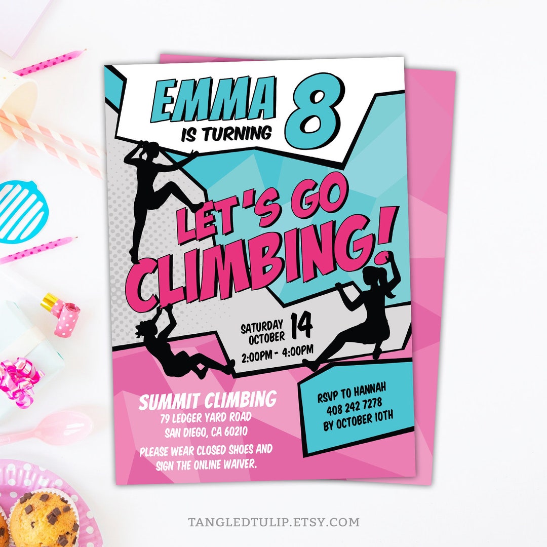 Editable Rock Climbing Party Invitation Girl Indoor Climb - Etsy