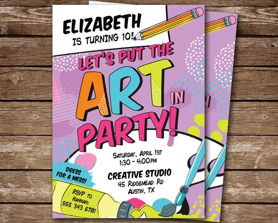 Art Birthday Party Invitation, Art & Painting Party Invite, DIGITAL ...