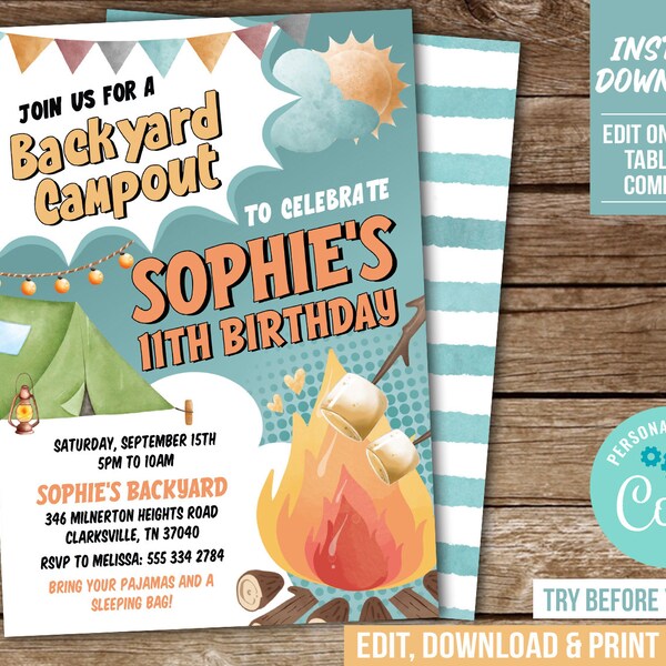 Backyard Campout - Etsy