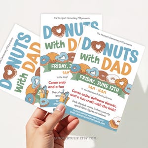 Editable Donuts With Dad Invitation Flyer, School Father's Day ...