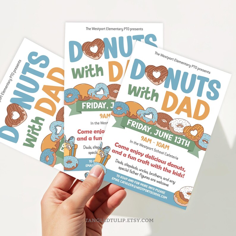 Donuts With Dad Flyer | School Father’s Day Donut Event Poster ...