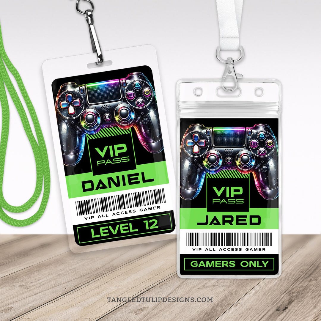 Editable Gamer Party ID Badge Template, Gaming Birthday ID Badge, Gamer ...