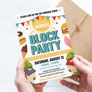 Block Party Flyer Template, Editable Neighborhood Block Party ...