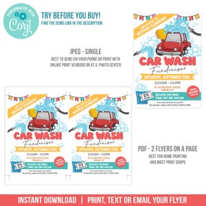 Car Wash Fundraiser Flyer | Community Car Wash Event Poster | Printable ...