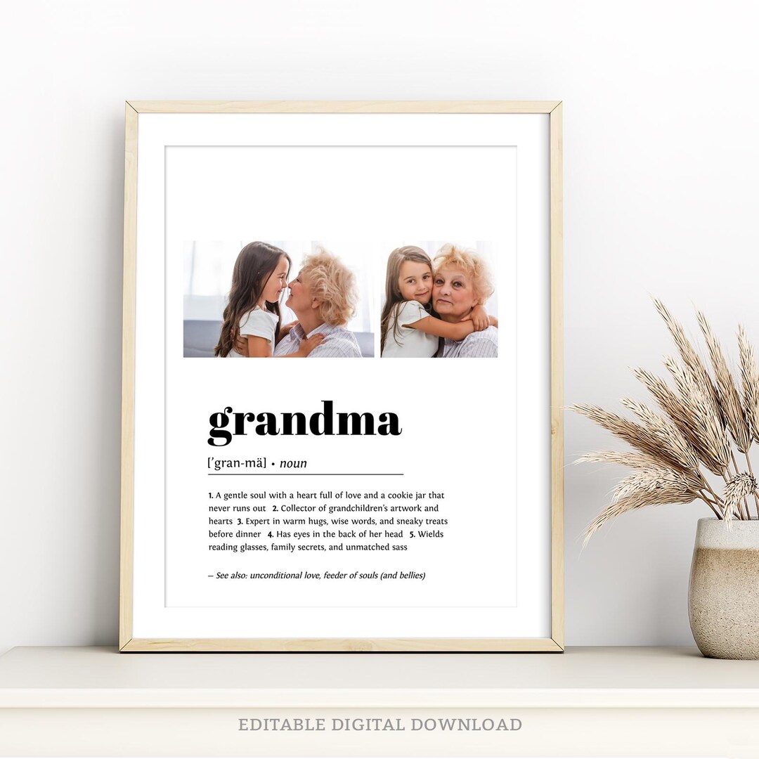 Editable Grandma Definition Printable: Photo Gift for Grandmother ...